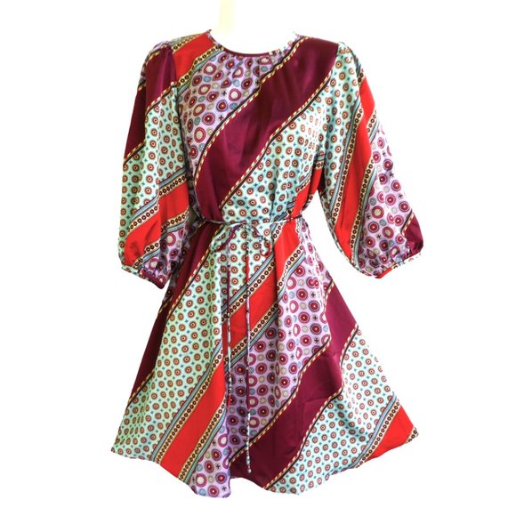 Ann Taylor | Dresses | Ann Taylor Petite Boho Satin Geo Floral Diagonal ...
